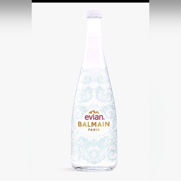 Designer Balmain EVIAN Water Paris collectible Glass New Sealed bottle ...