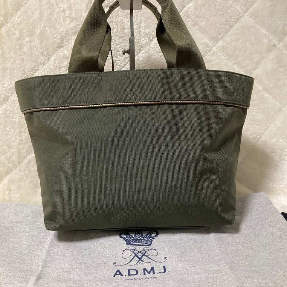 ADMJ Tote Bag Paillettes Ricamo Tela Muschio Verde Metallo Logo Usato ...