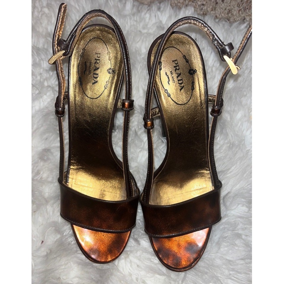 Prada Tortoise Patent Leather Open Toe Block Heel - EU 38 | eBay