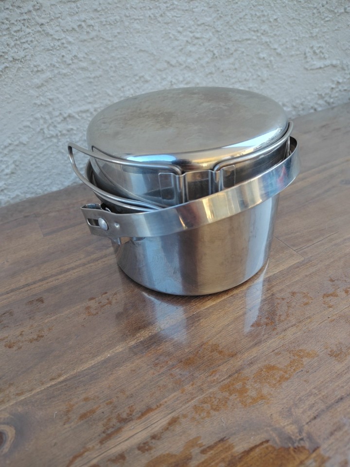Set - Coleman PEAK 1 ,Stainless Camp Cookware Pots Pans Flatware | eBay