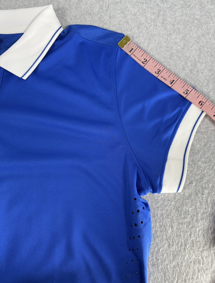 Nike Dry Fit Women's Blue & White Active Polo Shirt W/Vent Sides Sz ...