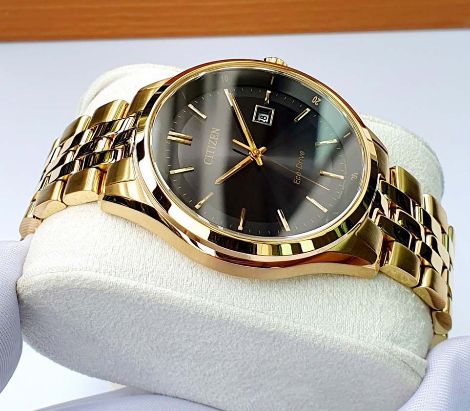 Citizen Addysen Sapphire Crystal Black Dial Gold Tone Men's Watch ...