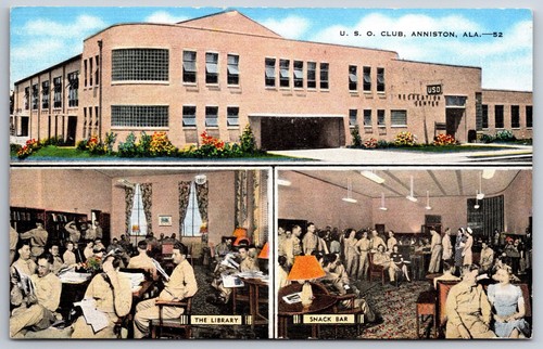 Anniston Alabama~USO Club & Interior Views~Library~Snack Bar~Military ...