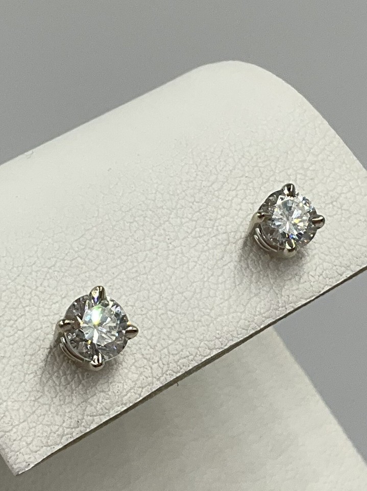 NEW STULLER 14K WHITE GOLD .82TCW NATURAL DIAMOND STUD SCREW BACK ...