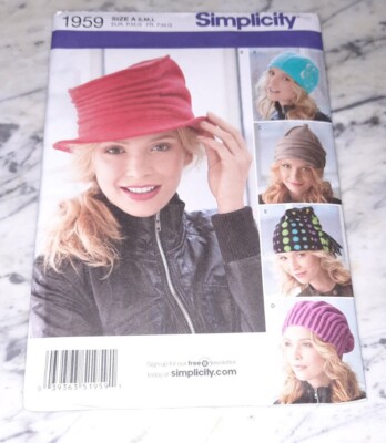 UNCUT SIMPLICITY #1959 FLEECE HATS /TAMS 3 SIZES SEWING PATTERN | eBay