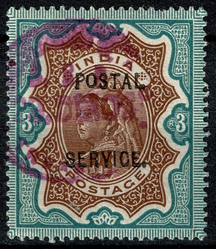 U6591 INDIA Queen Victoria 3rp overprinted postal service. used | eBay