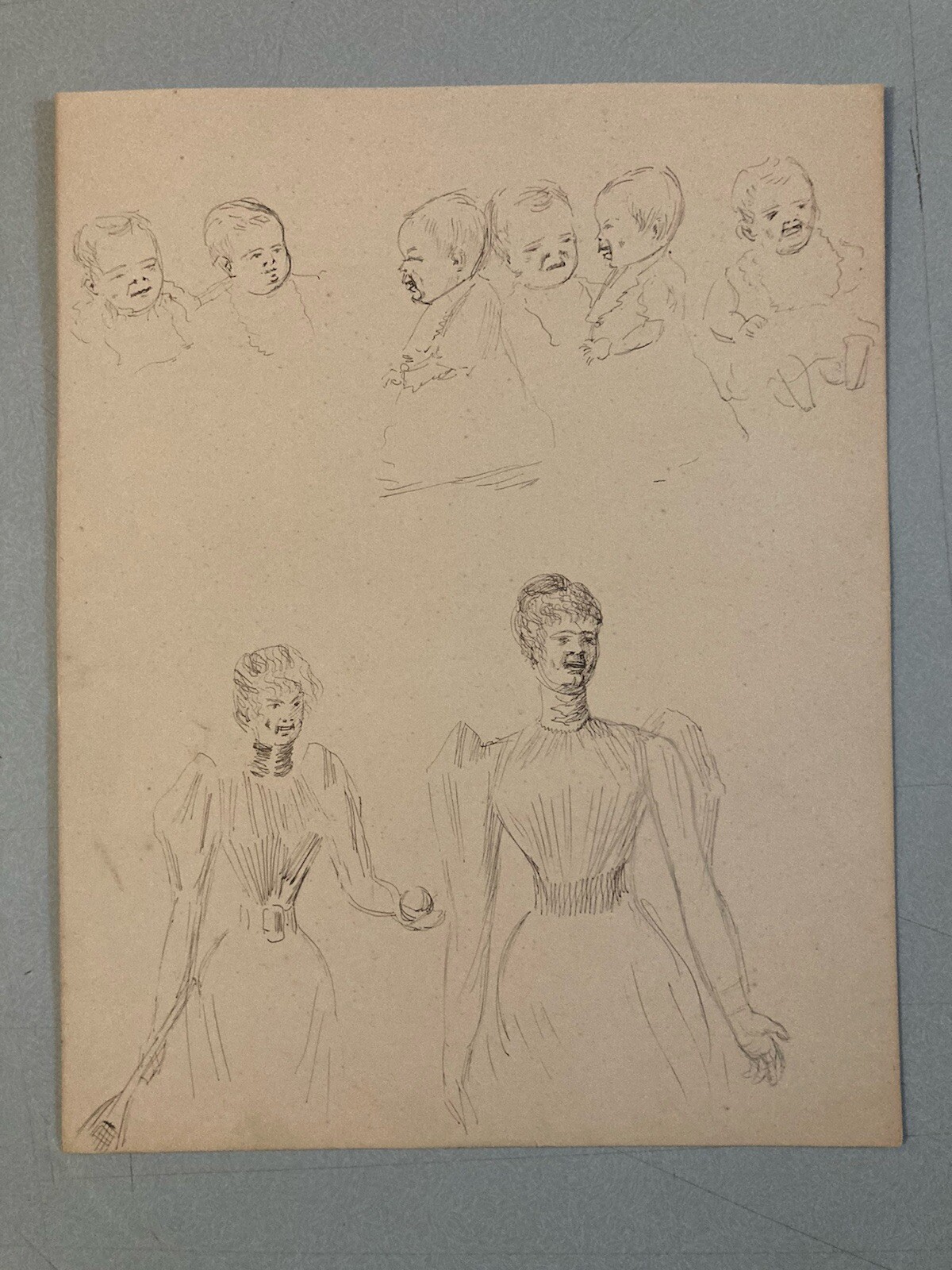 Very Nice Drawing Antique Ink Child Baby Portrait Character Xixth to ...