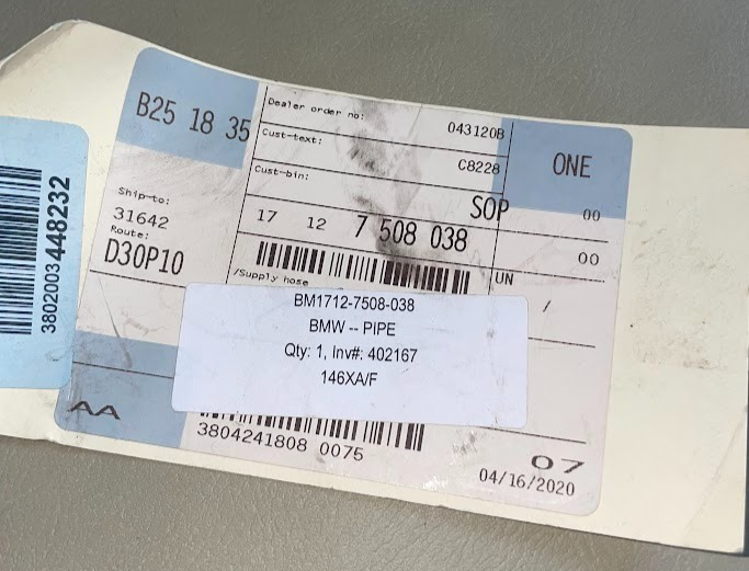 BMW Upper Radiator Coolant Hose - 17-12-7-508-038 - For 760Li & 760i ...