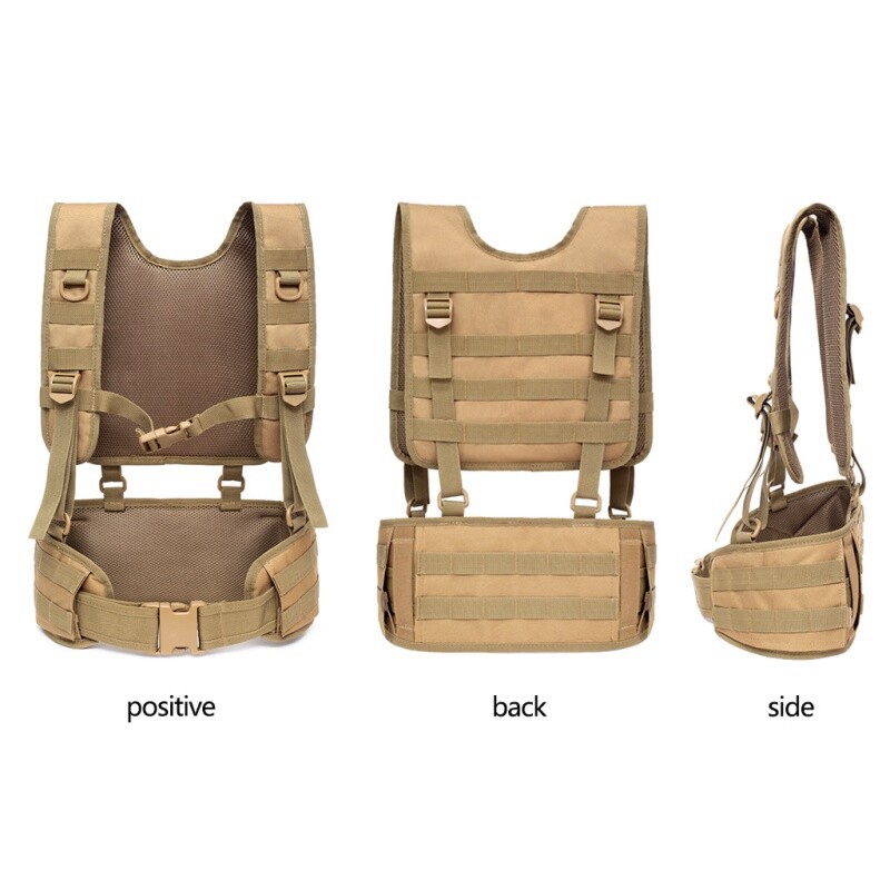 Tactical H-Harness Waist Battle Belt Suspenders Hunting Molle Vest ...