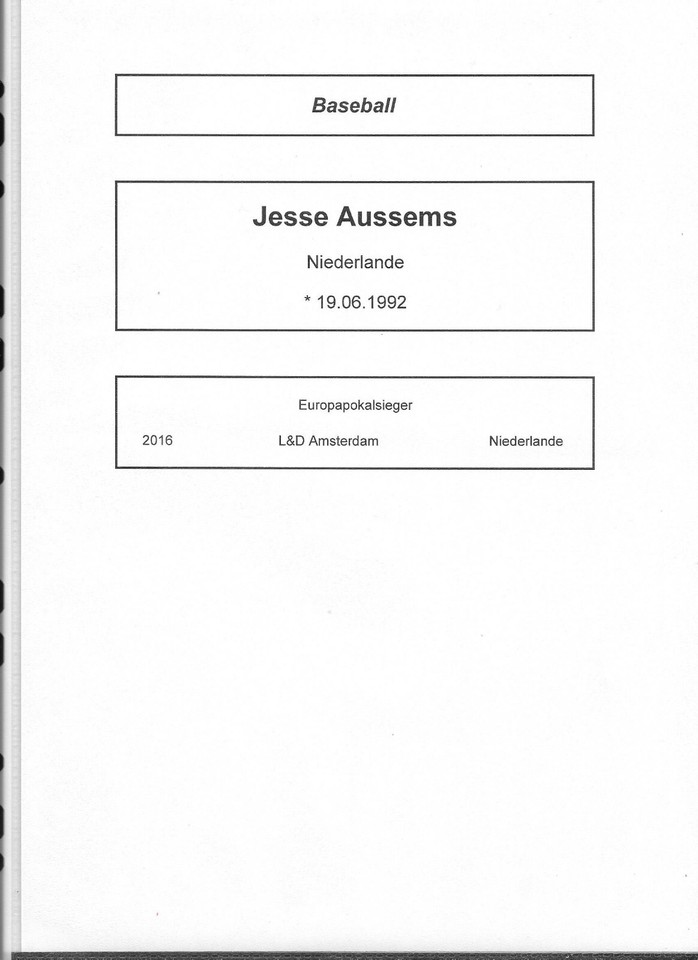 DUTCH BASEBALL PLAYER JESSE AUSSEMS PHOTO & AUTOGRAPH. A-B | eBay