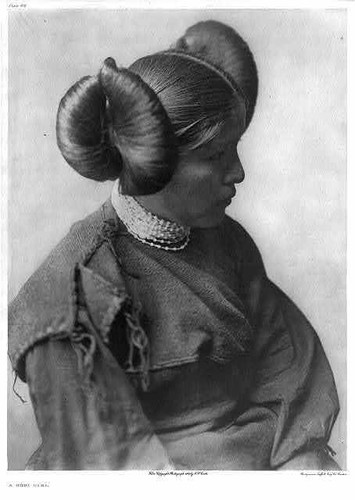 A Hopi Girl,Elaborate Hair-do,North American Indian,Hopi Tribe,necklace ...