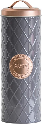 32cm Grey & Copper Kitchen Pasta Storage Canister Tin Metal Spaghetti ...