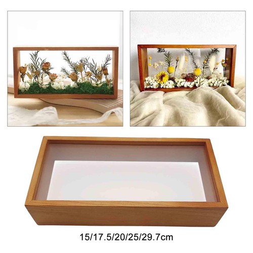 Wood Shadow Box Frame Plexiglass Storage Box Rustic Double Sided Clear ...