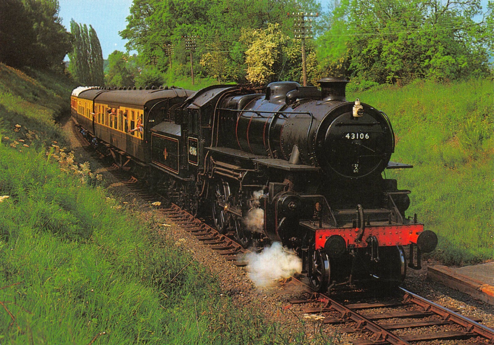 Postcard 2-6-0 Class 4MT No.43106 Loco LMSR Severn Valley Railway ...