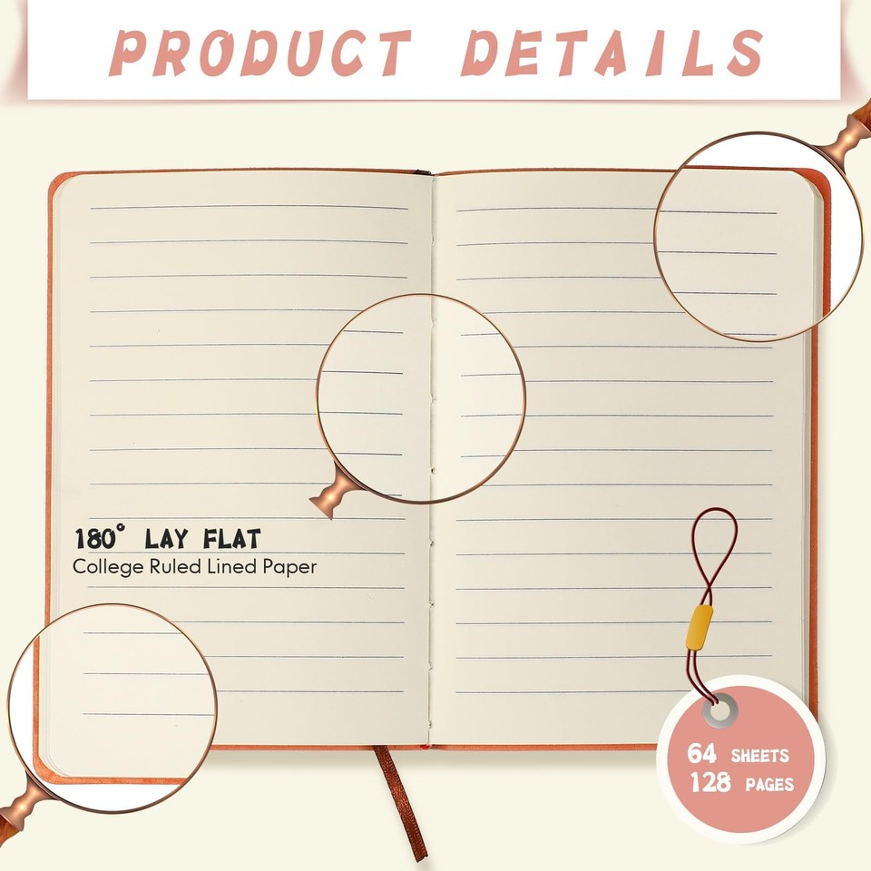 48 Pcs A6 PU Leather Journals Notebook Bulk Lined Journal Soft PU ...