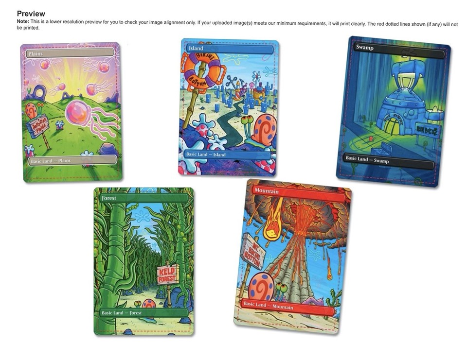 Full Art foil Boarderless Secret Lair Sponge Bob Mtg Play Test Lands ...