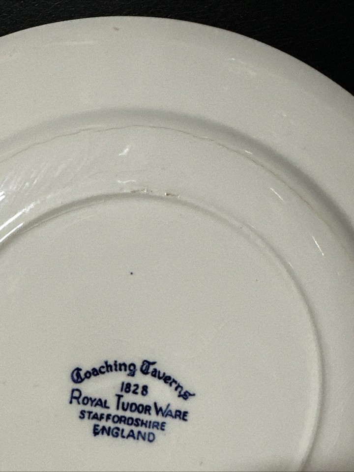 Royal Tudor Ware Coaching Taverns 1828 England 2 Saucers, 2 salad ...