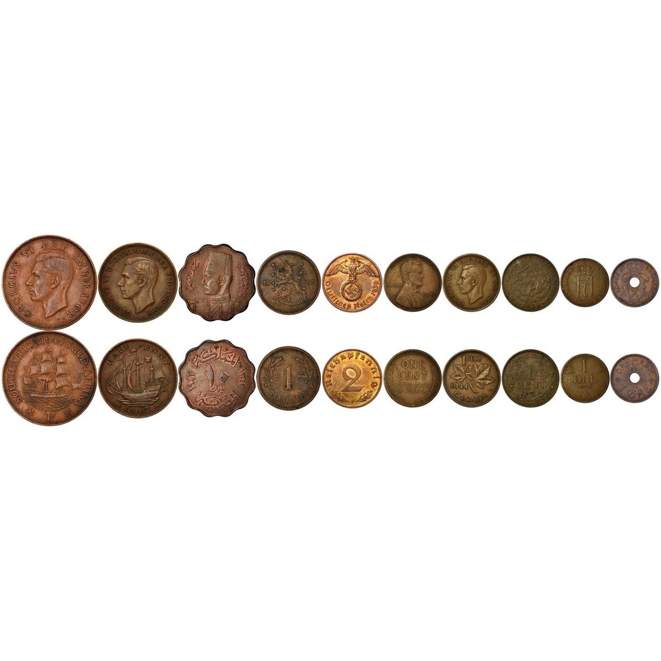 WWII 10 Wartime Coin Collection | Bronze from 1939-1945 | World War II ...