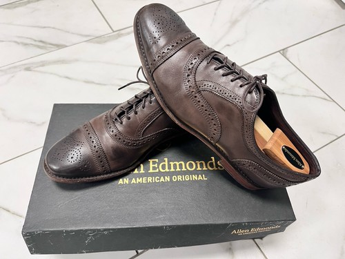 Allen Edmonds Bartlett Dark Brown Leather Cap Toe 10.5D Strand ...