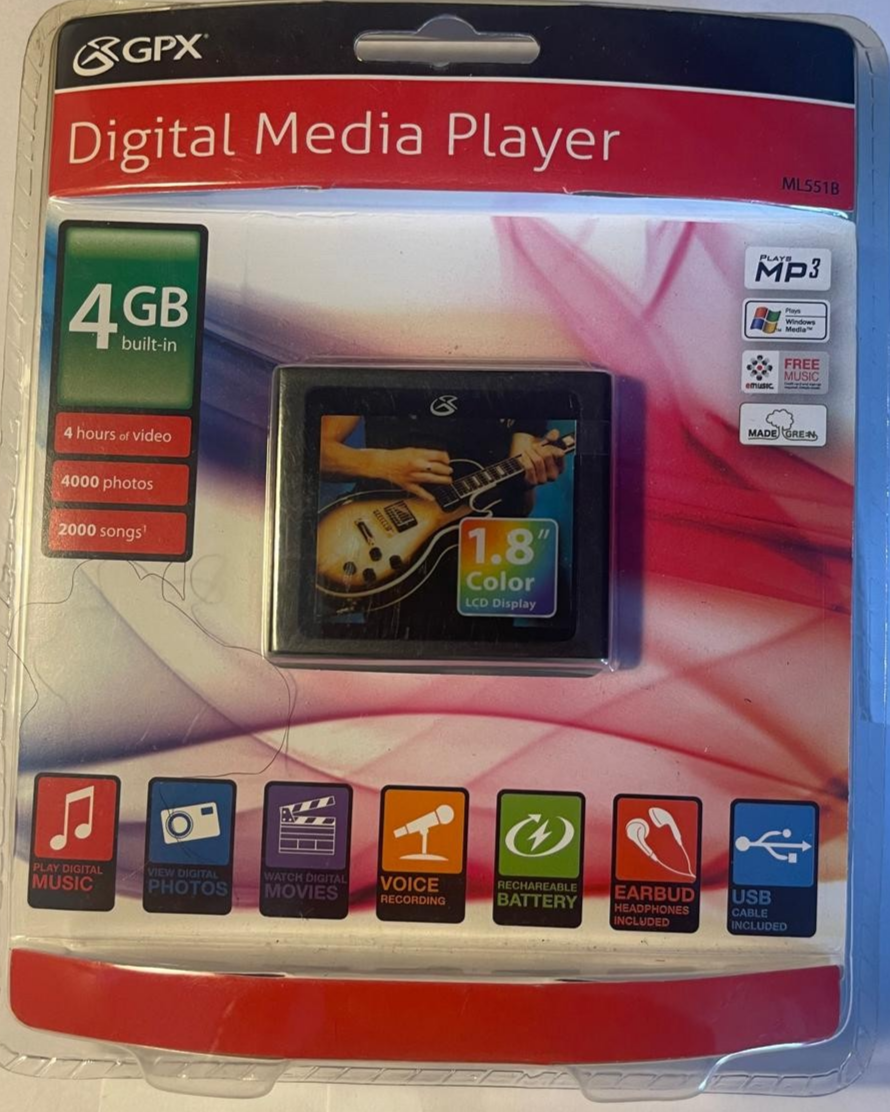 GPX 4GB Video MP3 Player and Image Viewer Digital Media Player ML551B ...