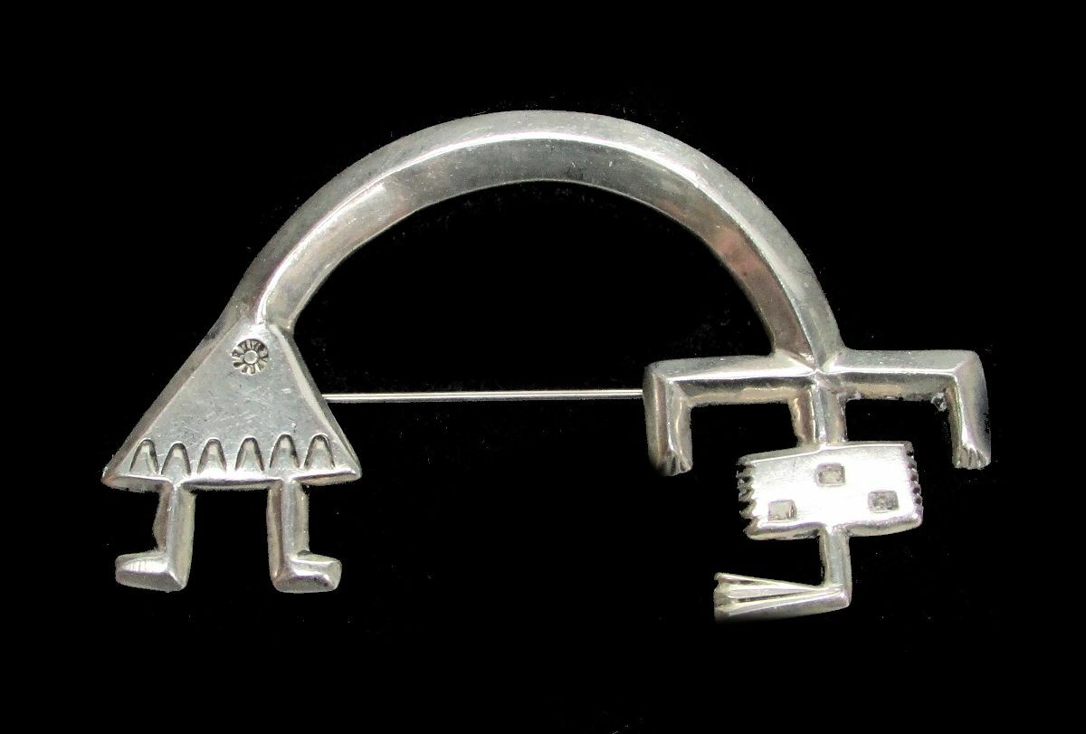 WHIMSICAL NAVAJO STERLING SILVER RAINBOW YEI GOD DEITY OF THE NAVAJO ...