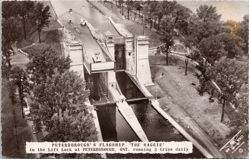 Peterborough ON Ship ' The Maggie' Steamer Lift Lock Ken Wyatt RPPC ...