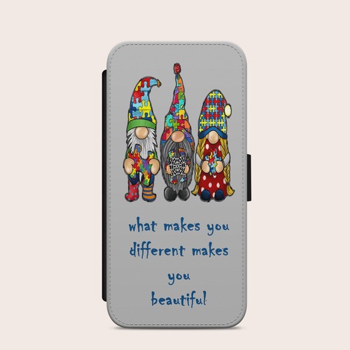 AUTISM GNOME GONK POSITIVE GIFT FLIP WALLET PHONE CASE FOR IPHONE ...