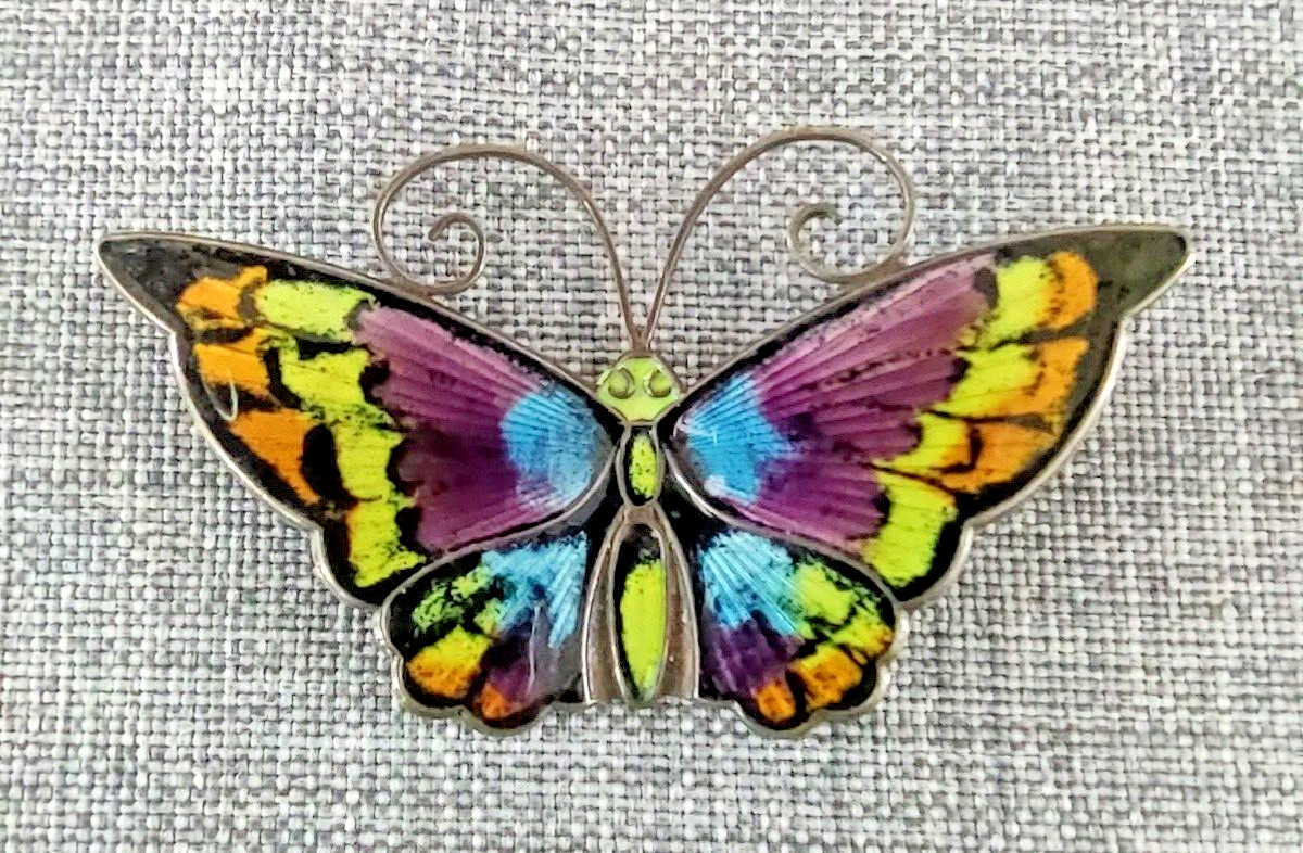 David Andersen Sterling Silver Large Enamel Butterfly… - Gem