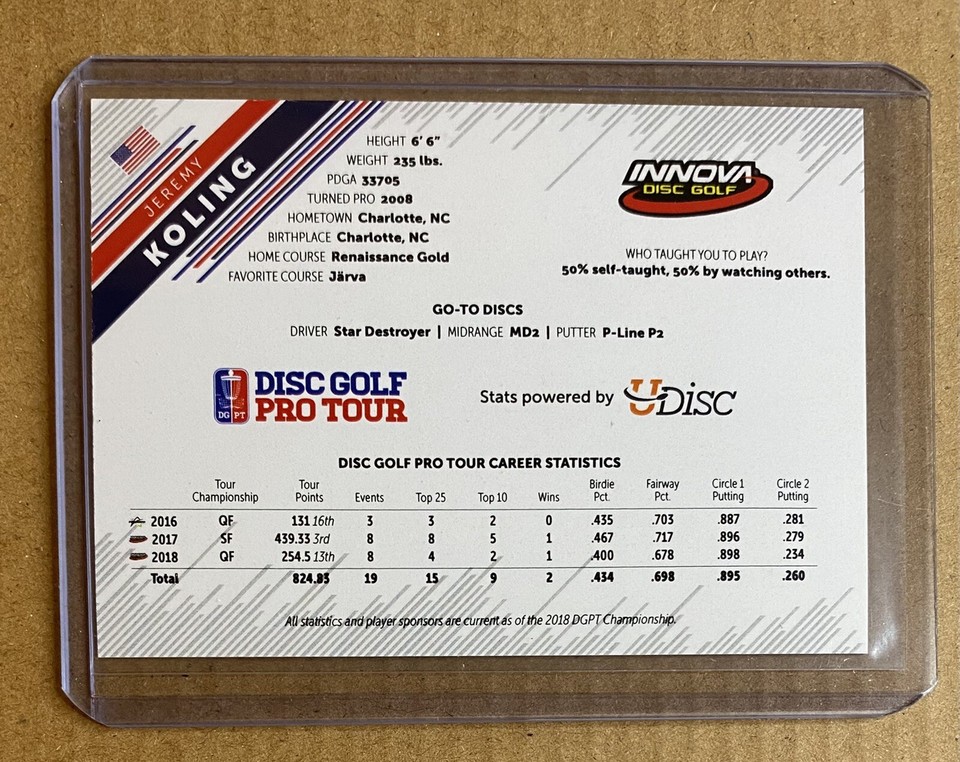 ⭐️2019⭐️ Disc Golf Pro Tour DGPT Jeremy BIG JERM Koling Trading Card ...