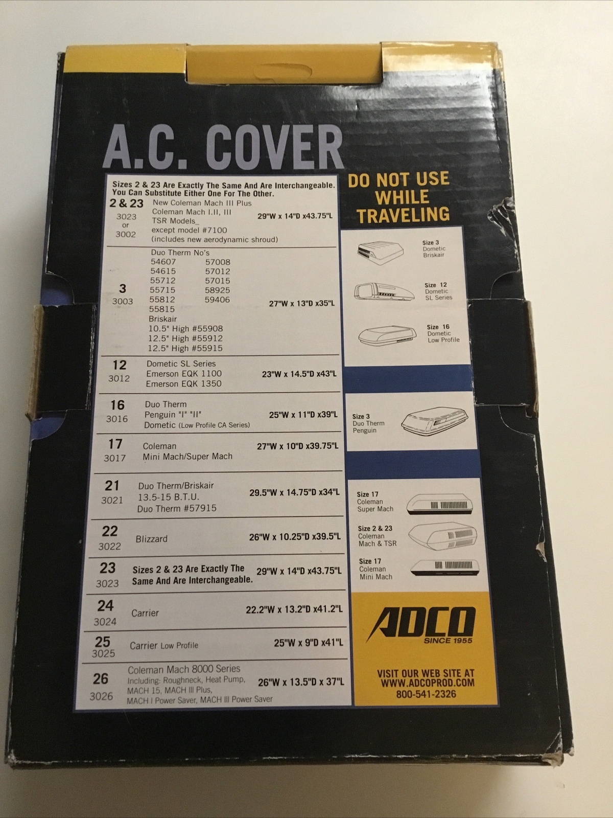 ADCO 3016 White Size 16 RV Air Conditioner Cover for sale online | eBay