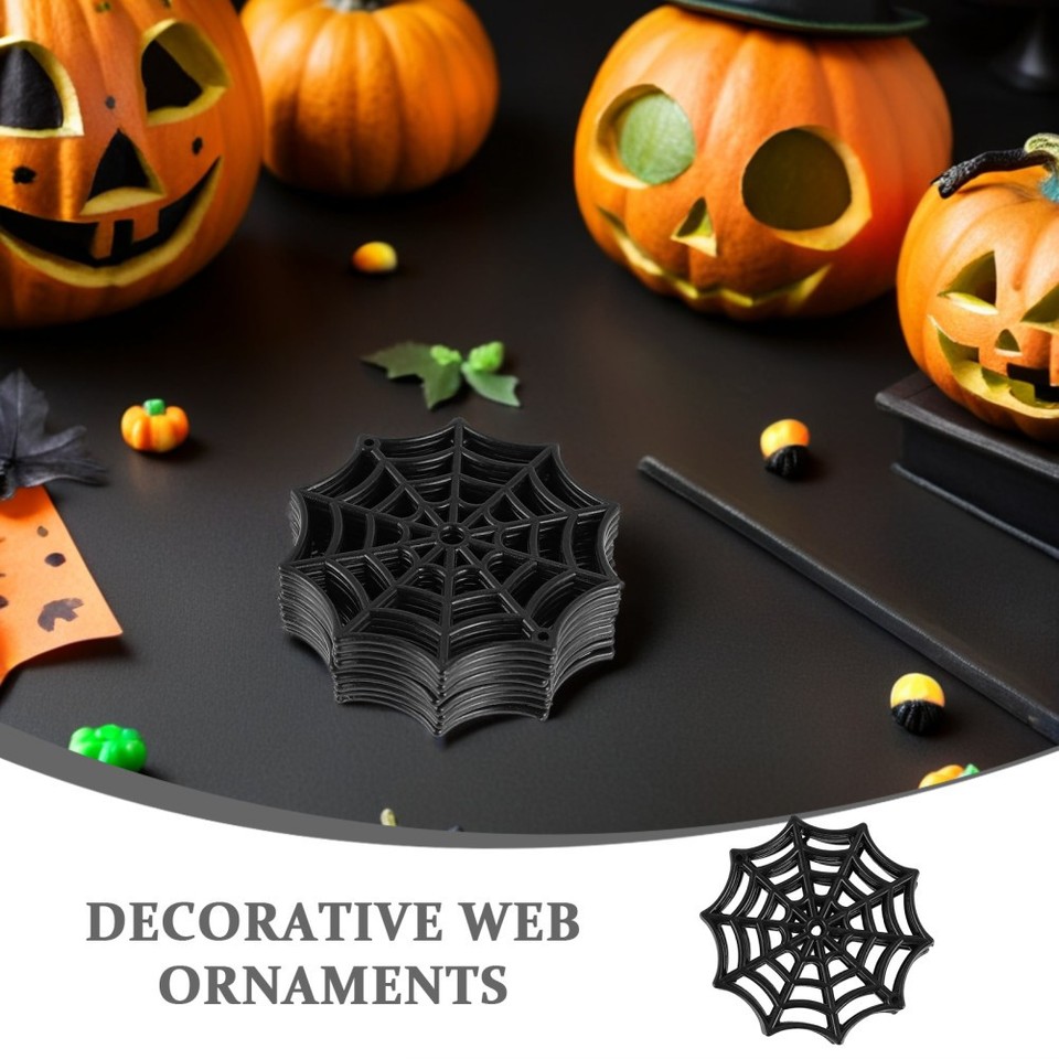 200pcs Plastic Spider Webs: Black Small Spider Webs Plastic Halloween ...