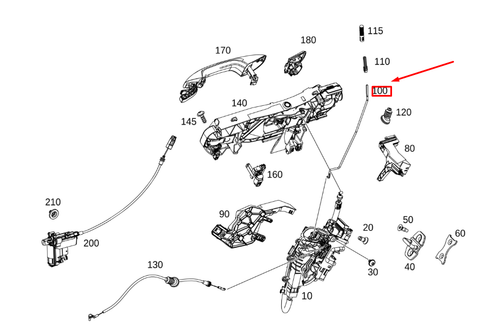 NEW MERCEDES-BENZ GLE W167 REAR LEFT DOOR LOCK SECURING ROD A1677330400 ...