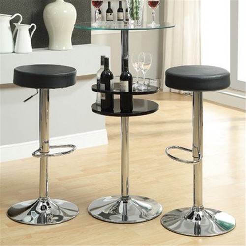 Coaster Bar Table with Tempered Glass Top and Storage Black Round | eBay