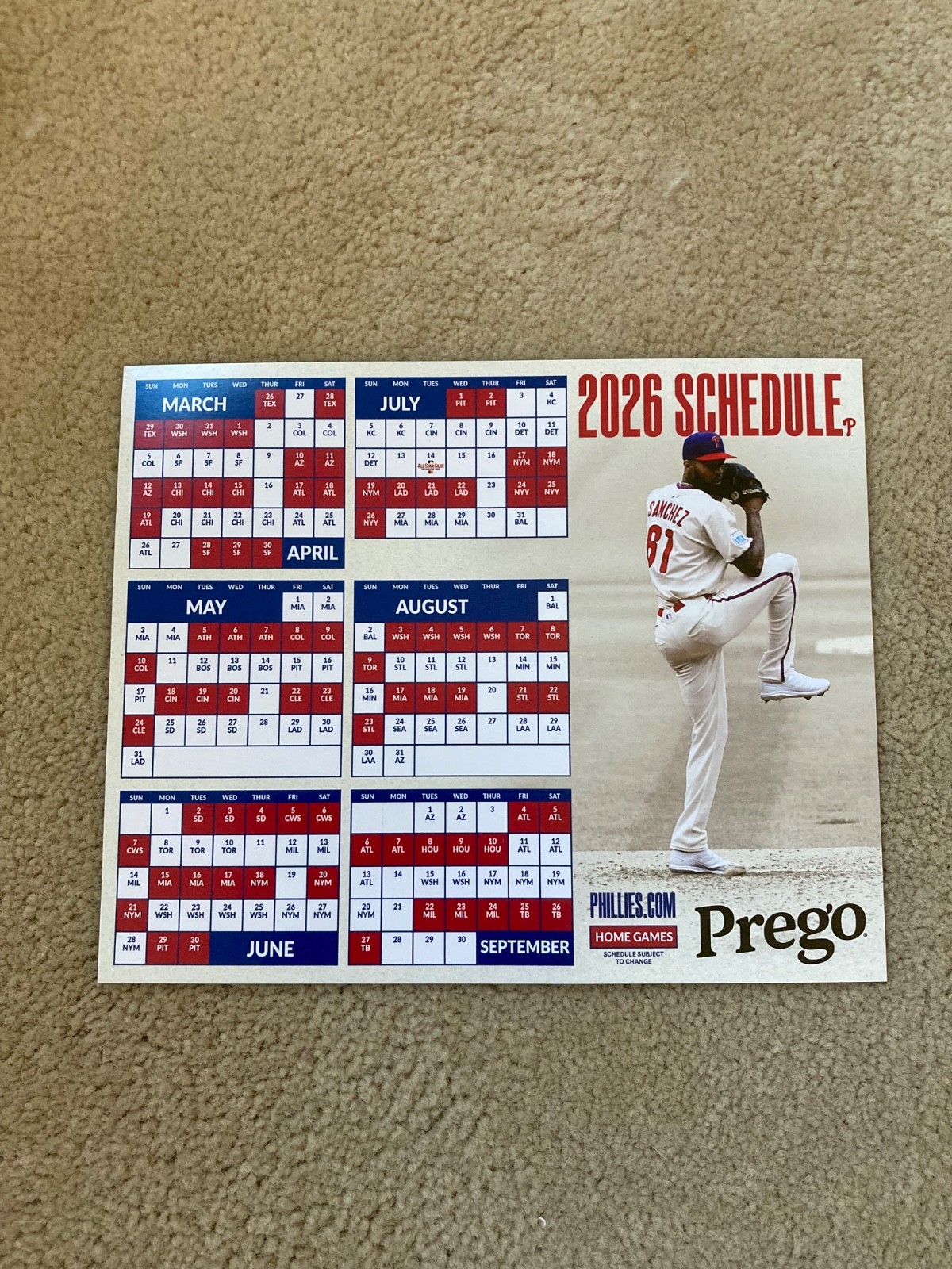 Philadelphia Phillies 2026 Schedule Magnet SGA 9/28/25 | eBay