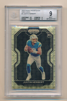 Justin Herbert 2020 Prizm Black /5 Gold Vinyl RC Chargers Superfractor ...