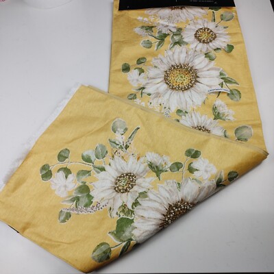 Tahari Sunflower Fabric Beaded Table Runner Yellow Summer Spring Fall ...