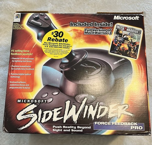 Microsoft SideWinder Force Feedback Pro Joystick with Adapter, With Game | eBay