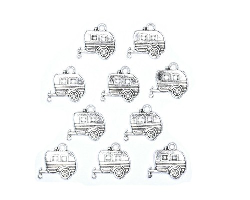 10 Caravan Charms - 17mm x 18mm - Antique Silver Tone - Camping Van ...