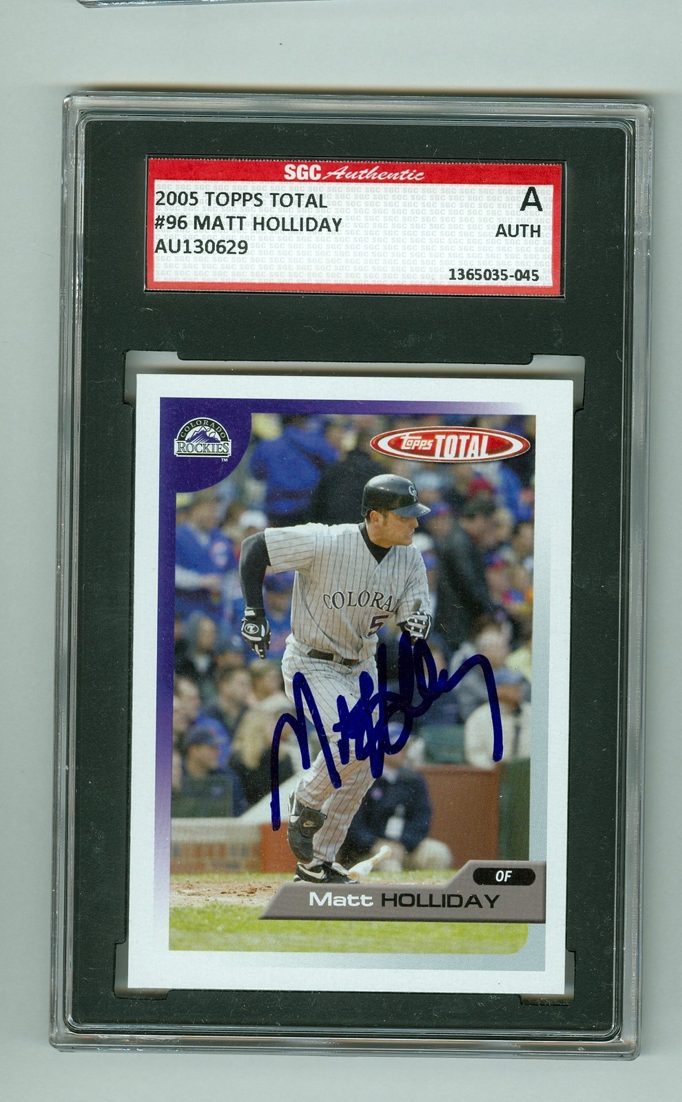 Matt Holliday Autographed 2005 Topps Total Card #96 Rockies SGC Slabbed ...