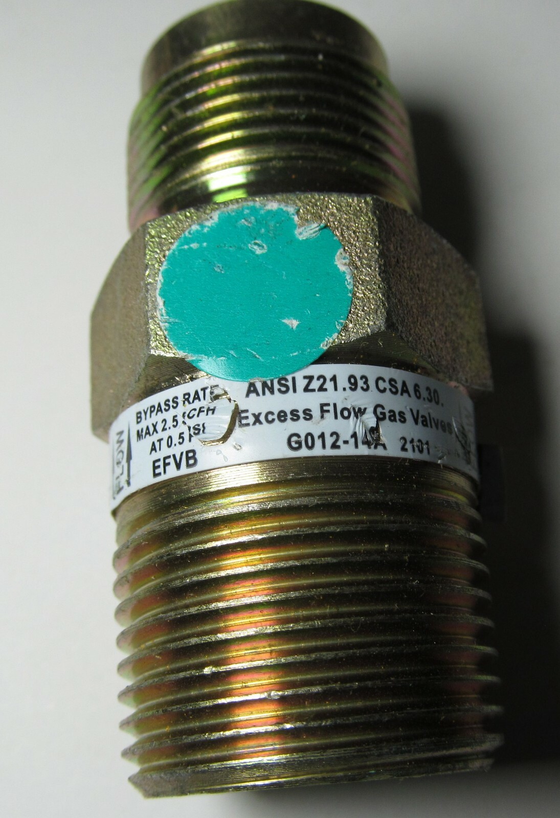 EASTMAN G012-14A GASTOP EFV EXCESS FLOW GAS CHECK VALVE 1/2", 5/8 OD ...