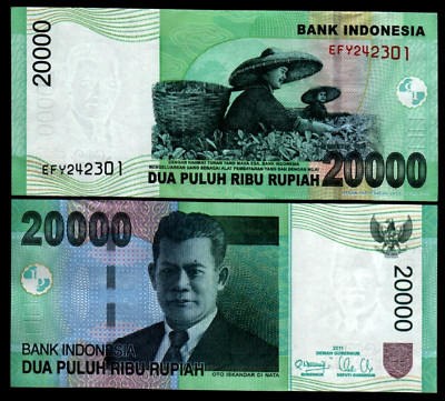 Indonesia 20000 RUPIAH P-144 2011 Tea Garden UNC Indonesian World ...