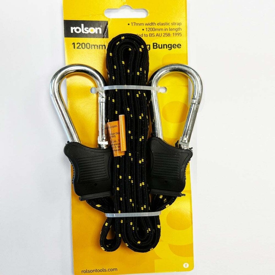 Rolson 1200mm Flat D-Shape Carabiner Snap Hook Elastic Bungee Cord | eBay