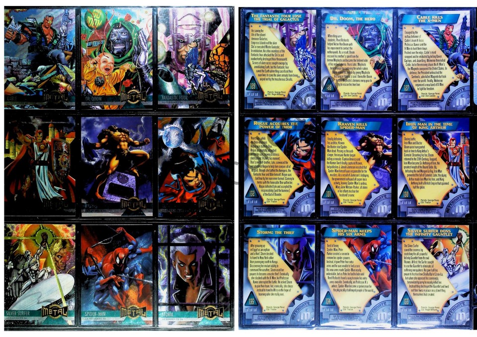 1995 Marvel Metal💥Complete Base Set ##1-138💥Pack Wrapper 💥 4-up Promo ...