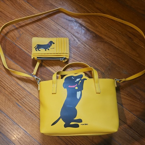 MARC TETRO Dachshund Weiner Dog Yellow Zip Crossbody Bag Purse | eBay
