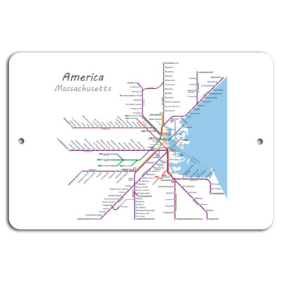 Explore Boston Transit: Vintage MBTA Subway Map Sign | eBay