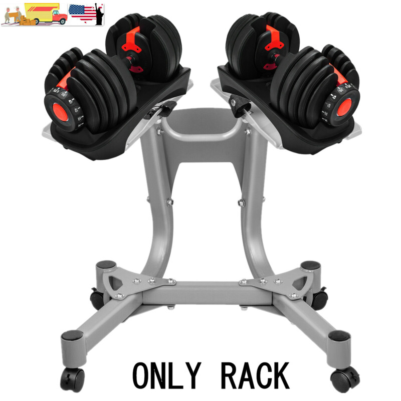 Adjustable Dumbbell Stand Movable Rack Storage Holder w/Wheels Exercise ...