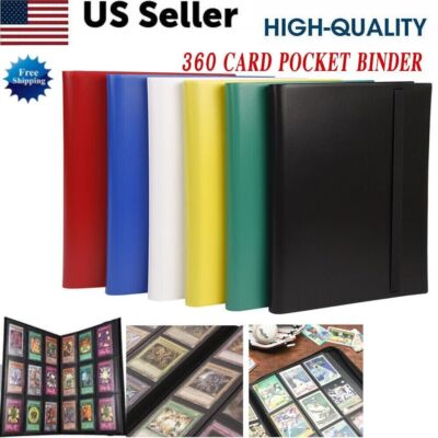 360 Card Pocket Binder 9 Pocket Single Sheet Trading Cards Elastic ...