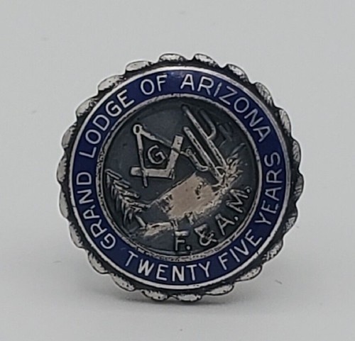 Vintage Grand Lodge of Arizona 25 Years Pin F & AM Blue & Silver | eBay