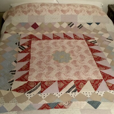 Antique Welsh Handmade Patchwork Quilt - Reversible - 80” X 80” - VG ...