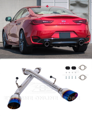 Burnt Tips Exhaust For 17-Up Infiniti Q60 Dual Muffler Delete Axle Back ...